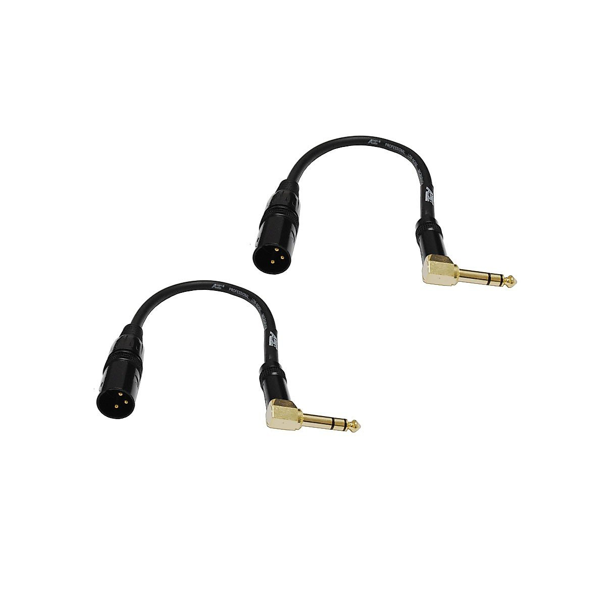 Audio 2000s E14101P2 1/4" TRS Right Angle to XLR Male 1 Ft Audio Cable (2 Pack)