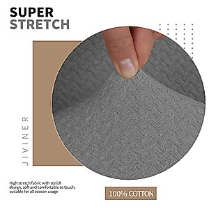 JIVINER Super Stretch Futon Cover Jacquard Soft Futon Sofa Cover Full Size Futon Slipcovers Washable Armless Sofa Bed Furniture Protector Couch Cover with Elastic Bottom (Futon, Light Gray)