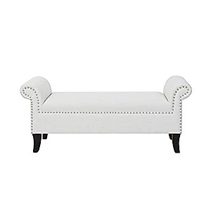 Jennifer Taylor Home Kathy Roll Arm Entryway Accent Bench, Bright White Polyester
