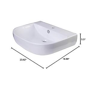 ALFI brand AB111 D-Bowl Porcelain Wall Mounted Bath Sink, 24", White