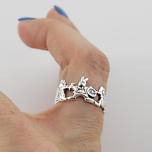 FashionJunkie4Life Sterling Silver Alice in Wonderland Ring with White Rabbit, Alice, Queen, Playing Card (7)