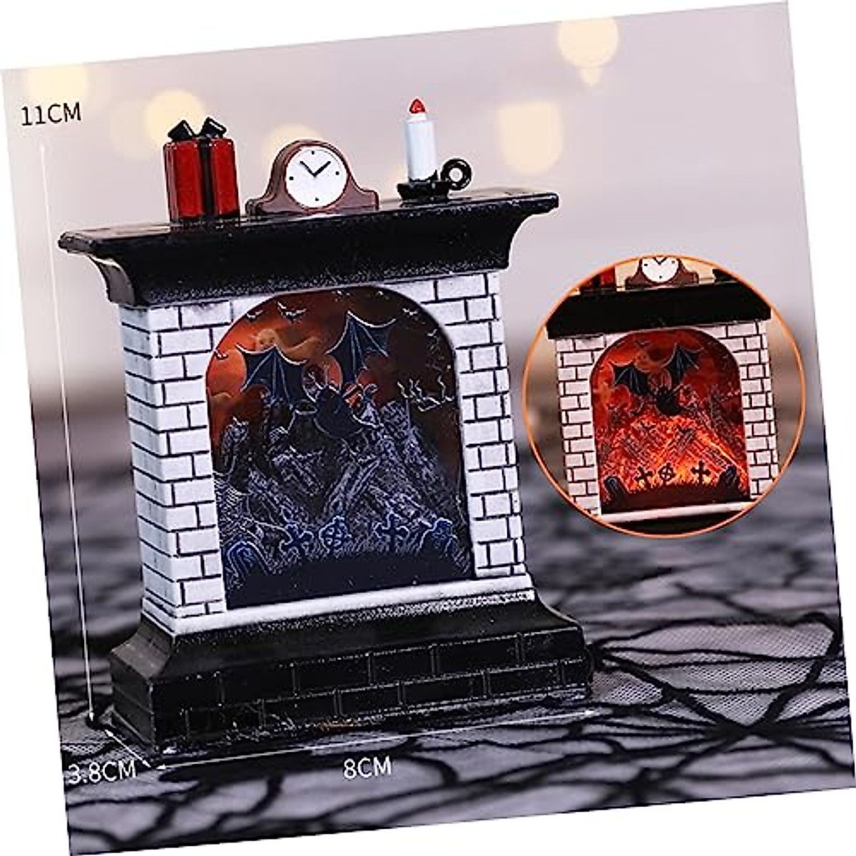 Angoily Glow Accessories Tabletop Decor Doll House Night Light Fireplace lamp Mini Fireplace Toy Room Electric fire lamp Halloween Desktop Light Halloween Decor fire Lights