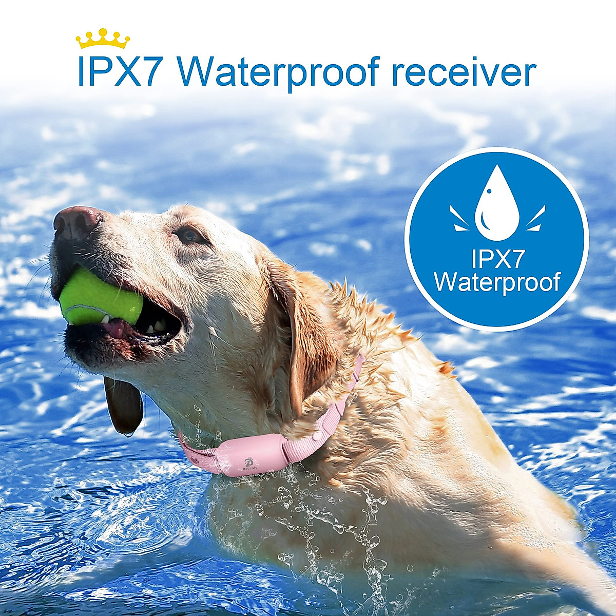 Bousnic Dog Shock Collar for 2 Dogs - (8-120lbs) Waterproof Rechargeable Electric Dog Training Collar with Remote for Small Medium Large Dogs with Beep Vibration Safe Shock Modes(Pink)