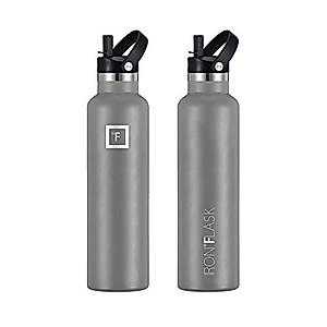 IRON °FLASK Sports Water Bottle - 24 Oz - 3 Lids (Narrow Straw Lid) Leak Proof Vacuum Insulated Stainless Steel - Hot & Cold Double Walled Insulated Thermos, Durable Metal Canteen