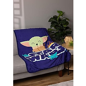 Northwest Star Wars - The Mandalorian Silk Touch Sherpa Throw Blanket, 40" x 50", Snack is The Way