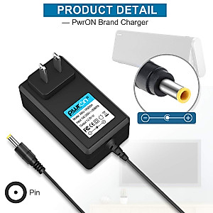 PwrON AC to DC Adapter Compatible with Sony SRSX5 SRSX5/WHT SRSX5/RED SRSX5/BLK SRSBTX300 SRSBTX300/WHT SRSBTX300/BLK SRS-BTX300 AC-S125V25A Portable NFC Bluetooth Wireless Speaker System