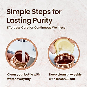 Otiem 34oz Pure Copper Water Bottle for Drinking – Large Handcrafted Ayurvedic Copper Water Bottle, Leak Proof Lid – Smooth Finish Copper Bottle Water Vessel – 100 Copper Drinking Water Bottle 34 Oz