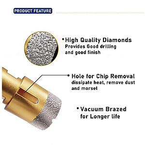 Diamond Hole Saw Kit 15PCS Tile Hole Saw 5/8-11 Thread - Diamond Drill Bits for Porcelain Tile - Diamond Hole Saw - Diamond Drill Bits - Diamond Bit - 6/8/10/12/16/20/25/30/35/45/55/68/100mm+adapters