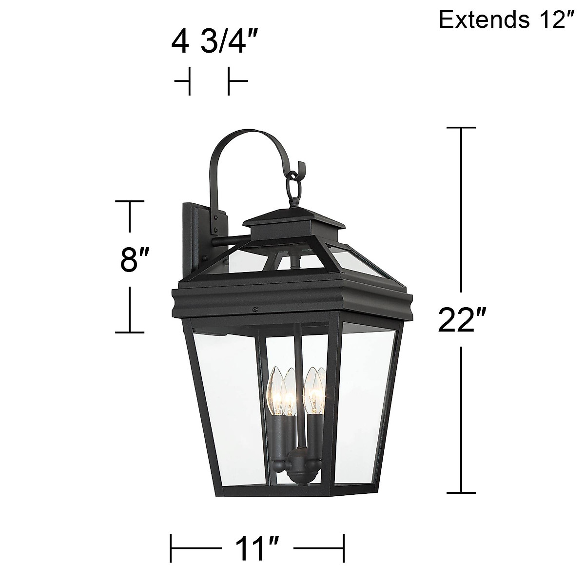 John Timberland Stratton Street Traditional Outdoor Wall Light Fixture Textured Black Lantern 22" Clear Glass for Exterior House Porch Patio Outside Deck Garage Yard Front Door Garden Home