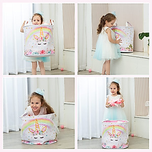 Unicorn Laundry Hamper - Collapsible Fabric Storage Bins Laundry Storage Basket for Kids Baby Gift Baskets Toys Clothes Shoes Bedroom Home Organizer Nursery Hampers