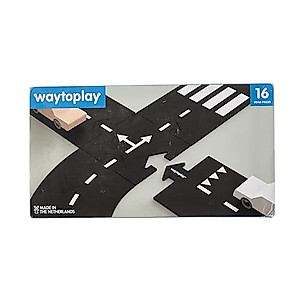 Waytoplay Expressway, 16 Piece Circuit for Toy Cars - Flexible, Indestructible, and Waterproof - Modular Car Tracks - Made in The Netherlands