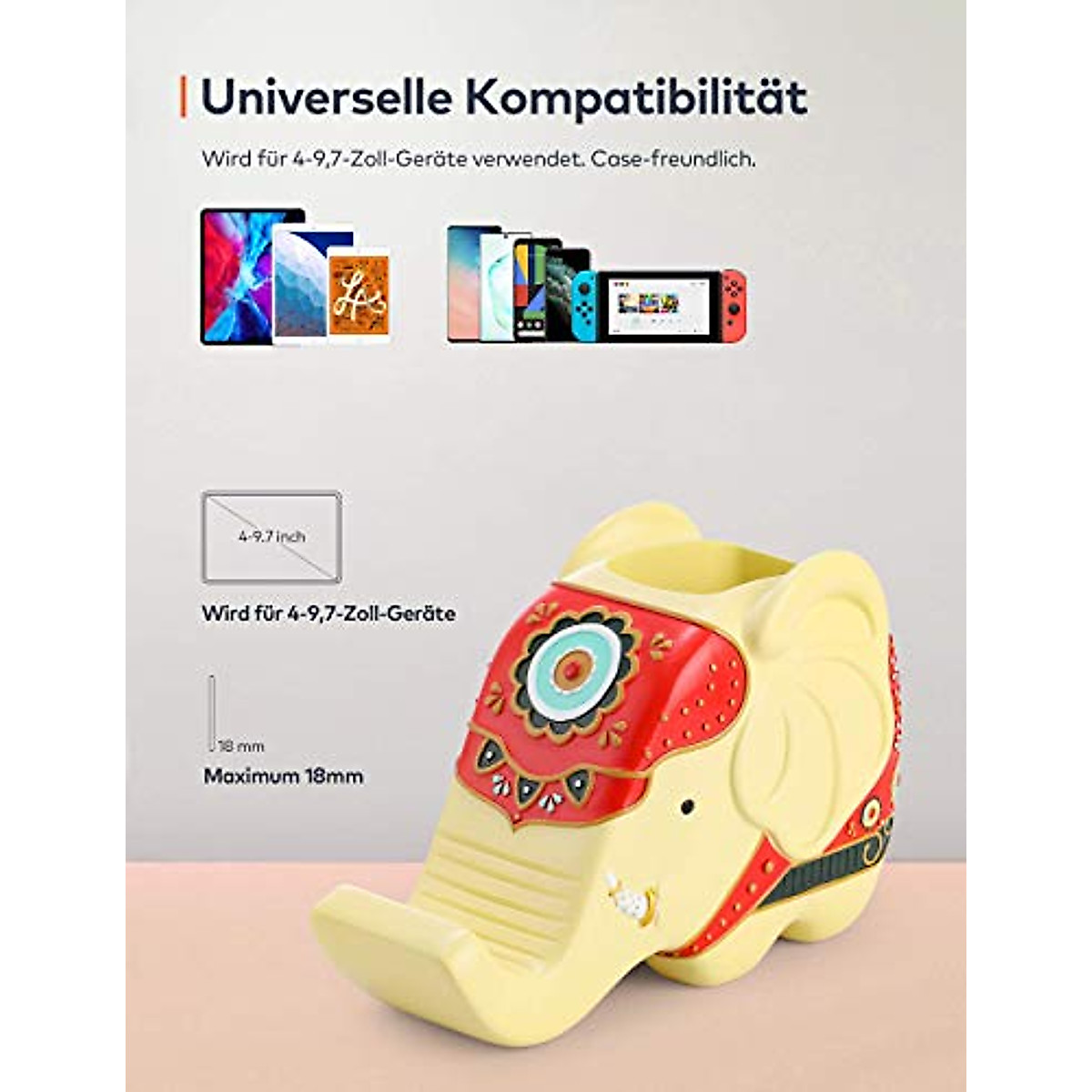 AhfuLife Elephant Pencil Holder with Phone Stand, Resin Carving Elephant Gifts for Women, Multifunctional Pen Pot Office Desk Decoration Stationery Supplies Organizer