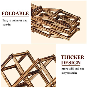 4 Pack 10 Bottles Wooden Wine Rack, Freestanding Wine Rack Foldable Countertop Wine Rack Display Shelf Countertop Wine Bottle Holder Wine Shelves for Kitchen, Home, Bar, Pantry (Baked Color)