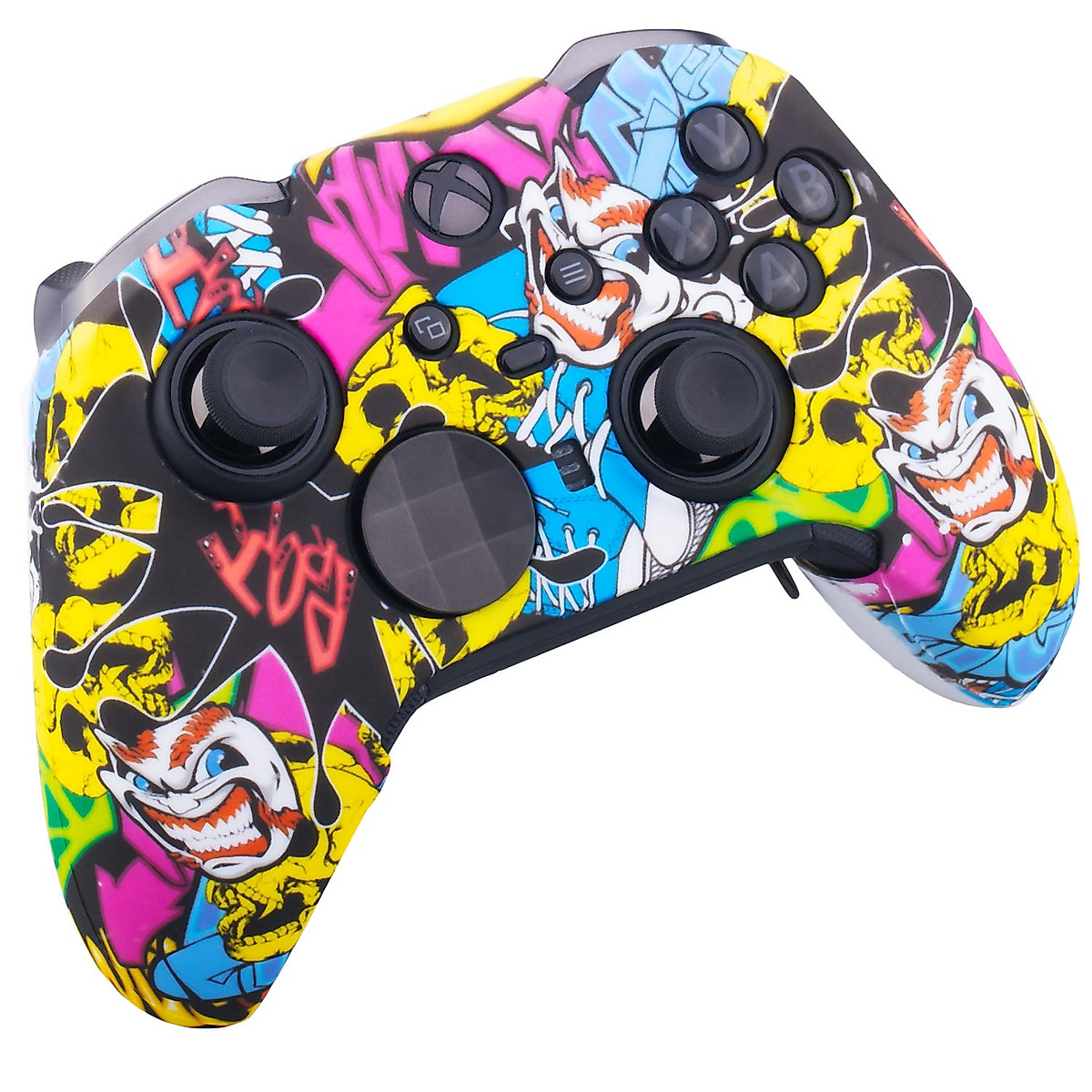 9CDeer 1 x Protective Customize Transfer Print Silicone Cover Skin Cartoon Skulls + 6 Thumb Grips Analog Caps for Xbox Elite Series 2 Controller