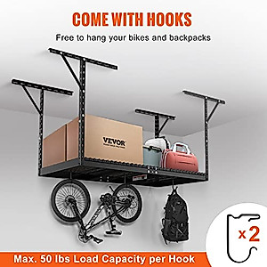 VEVOR Overhead 3x6 Garage Ceiling Storage Racks, Heavy Duty Adjustable Cold Rolled Steel Racks for Garage Storage, Organization, 550 lbs Load Capacity, 22''-40"