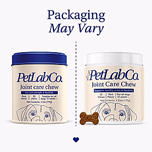 Petlab Co. Joint Care Chews - High Levels of Glucosamine for Dogs, Green Lipped Mussels, Omega 3 and Turmeric - Dog Hip and Joint Supplement to Actively Support Mobility - Packaging May Vary