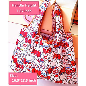 Kerr's Choice Lightweight Portable Grocery Bag Large Capacity Shopping Bag Durable Reusable Tote Bag Travel Accessories -- Kitty