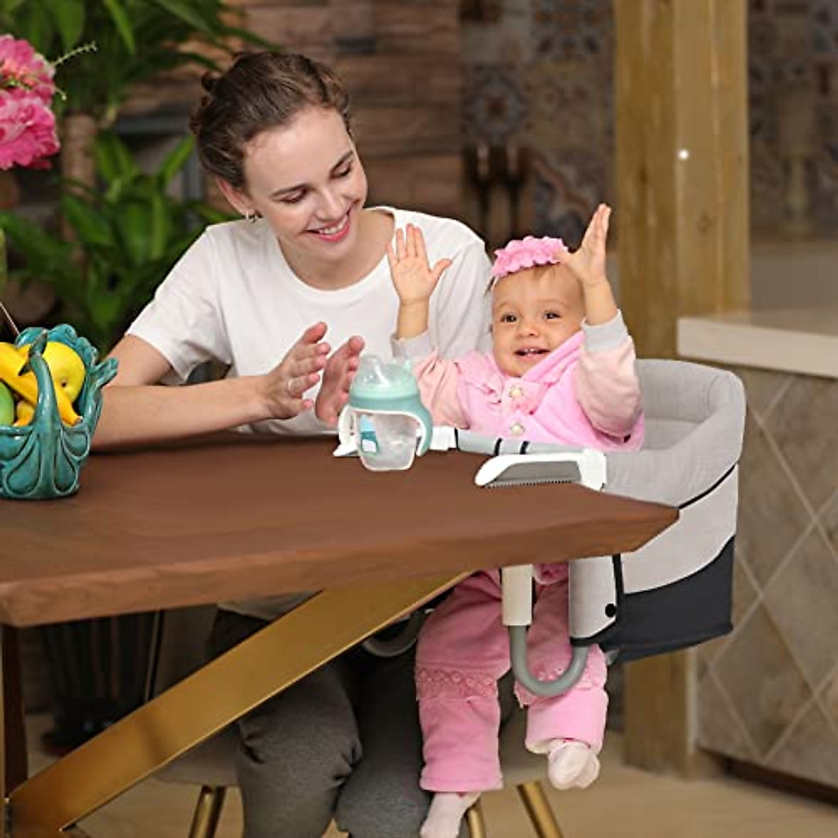 Hook On High Chair, Clip on High Chair for Babies and Toddlers, Portable & Foldable Table High Chair for Home and Travel, Portable Baby Chair for Eating(Navy Blue)