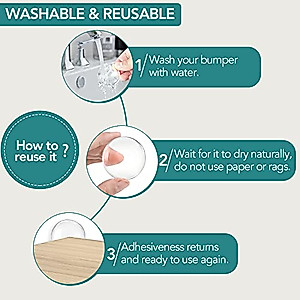 Door Stoppers Wall Protector, 6PCS Etybetopstar Reusable Door Bumper with Self Strong Adhesive, Quiet, Shock Absorbent Gel for Home, Office, Wall Protector from Door Knobs (Round 1.57inch, Clear)