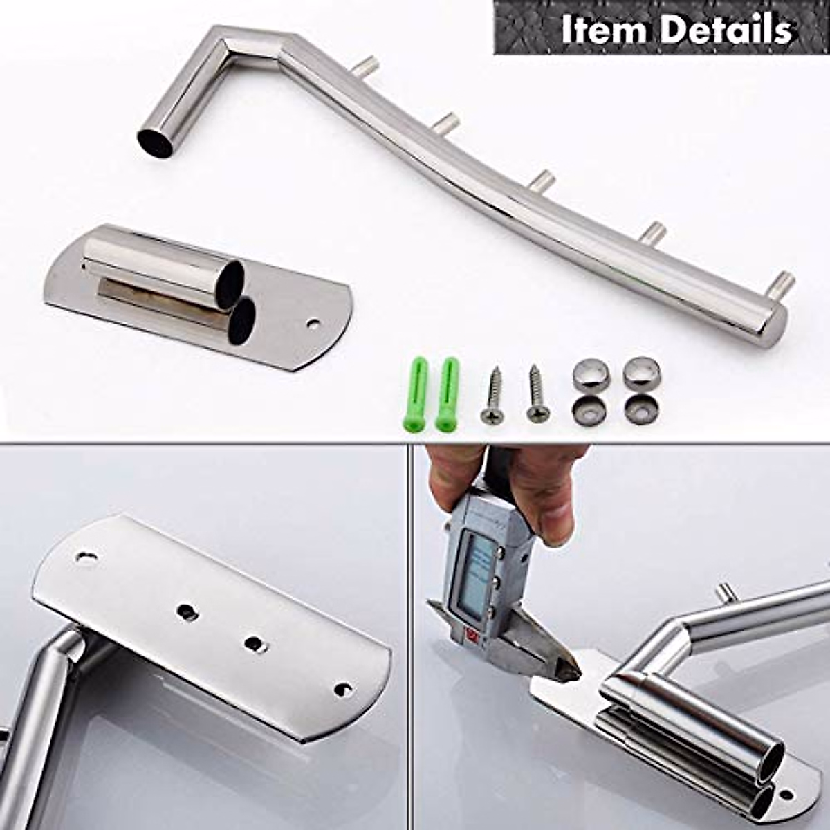 Adromy Folding Wall Mounted Clothes Hanger, Stainless Steel Clothes Holder Swing Arm Closet Drying Rack Clothing Hanging System Heavy Duty Closet Storage Organizer - Silver