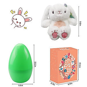Prefilled Jumbo Easter Eggs with 9.8 inch White Easter Plush Bunny Stuffed Animal Easter Gifts for Kids Boys Girls, Easter Basket Stuffers/Fillers, Easter Egg Hunt, Easter Party Favor
