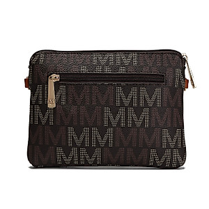 Mia K. Collection Wristlet Crossbody for Women, PU Leather Bag - Multi-Zipper Small Handbag Purse Beige