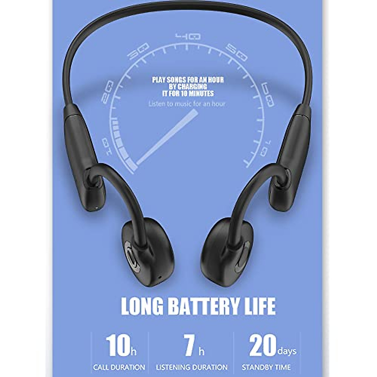 eKudgel Bone Conduction Headphones Bluetooth Wireless Open Ear Headset with 32GB MP3 Sweat Resistant for Running