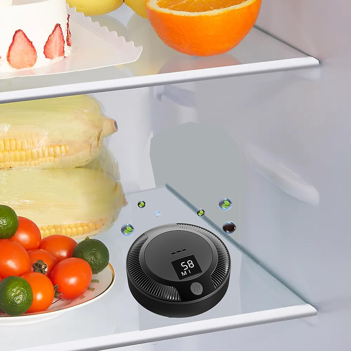 AIRPROSSING Rechargeable Refrigerator Air Purifier, Ozone Purification System, Screen design,3 Speed, Portable Mini refrigerator deodorizer for Car, Bedroom,Shoe Cabinet, Refrigerator (white)