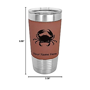 LaserGram 20oz Vacuum Insulated Tumbler Mug, Crab, Personalized Engraving Included (Faux Leather, Dark Brown)