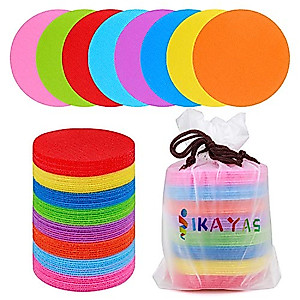 IKAYAS 64 Pcs Carpet Spots Markers Carpet Circles Carpet Markers for Kids Social Distancing and Wait Line Up, Removable Carpet Floor Dots for Classroom, 8 Colors