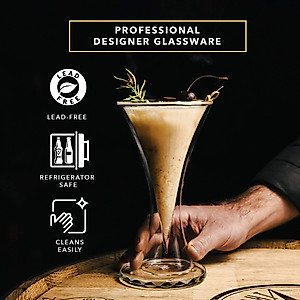 Dragon Glassware Martini Glasses, Clear Double Wall Insulated Cocktail Glass, Unique and Futuristic Drinkware, Keeps Drinks Cold Longer, 8 oz Capacity, Set of 2