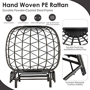 RADIATA Oversized Wicker Double Egg Chair w/ 7 Cushions 500lb Capacity Lounge Basket with Strong Heavy-Duty Steel Frame for Indoor Outdoor Patio Backyard Living Room (Gray)