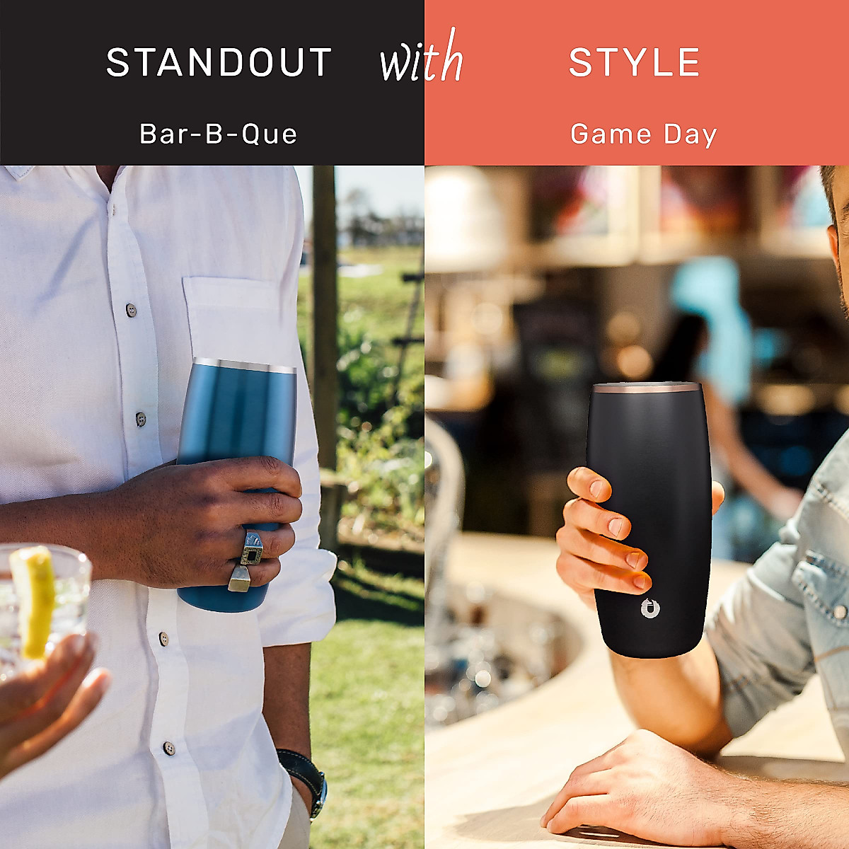 SNOWFOX B10017-01 Premium Vacuum Insulated Stainless Steel Beer Glass -Home Bar Accessories -Elegant Bartending - Lightweight Pint Glasses -Sleek Drinkware -Frosty Beverages Stay Cold -18oz, Set of 2