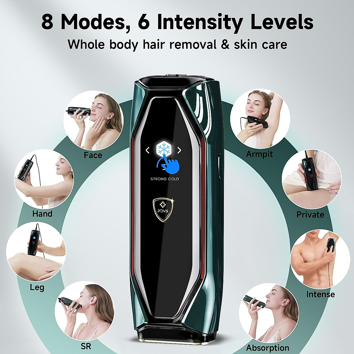 JOVS X IPL Hair Removal for Women and Men, 3-in-1 Hair Removal Device with Cooling System/Touch Screen/Unlimited Flashes, Painless Hair Remover Permanent at Home for Face Leg Arm Armpit Bikini Line