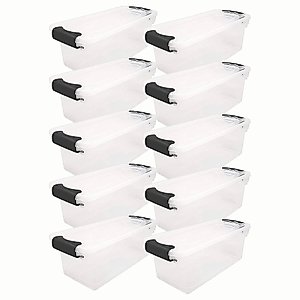 HOMZ Multipurpose 7.5 Quart Clear Storage Container Tote Bins with Secure Latching Lids for Home or Office Organization, (10 Pack)