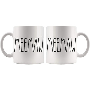 Moon9xx Meemaw Mug | Meemaw Rae Dunn Style Coffee Mug | Rae Dunn Inspired | Family Coffee Mug For Birthday Present For The Best Meemaw Ever Coffee Cup 11oz, PHVPW4ARFW-11oz, White