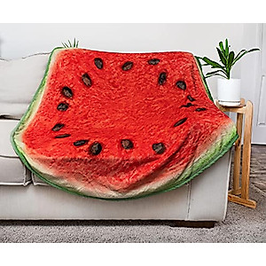 Watermelon Slice Round Fleece Throw Blanket | Plush Soft Polyester Cover For Sofa and Bed, Cozy Home Decor Room Essentials | Cute Gifts and Collectibles | 60 Inches
