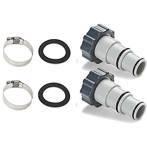 (2-Pack) Replacement Threaded to Clamp Style Hose Adapter for Intex Pool Sets with 1.5 and 1.25-Inch Hoses - Fits Filter Pumps, Chlorine Generators, and Salt Systems with Threaded Hose Connections