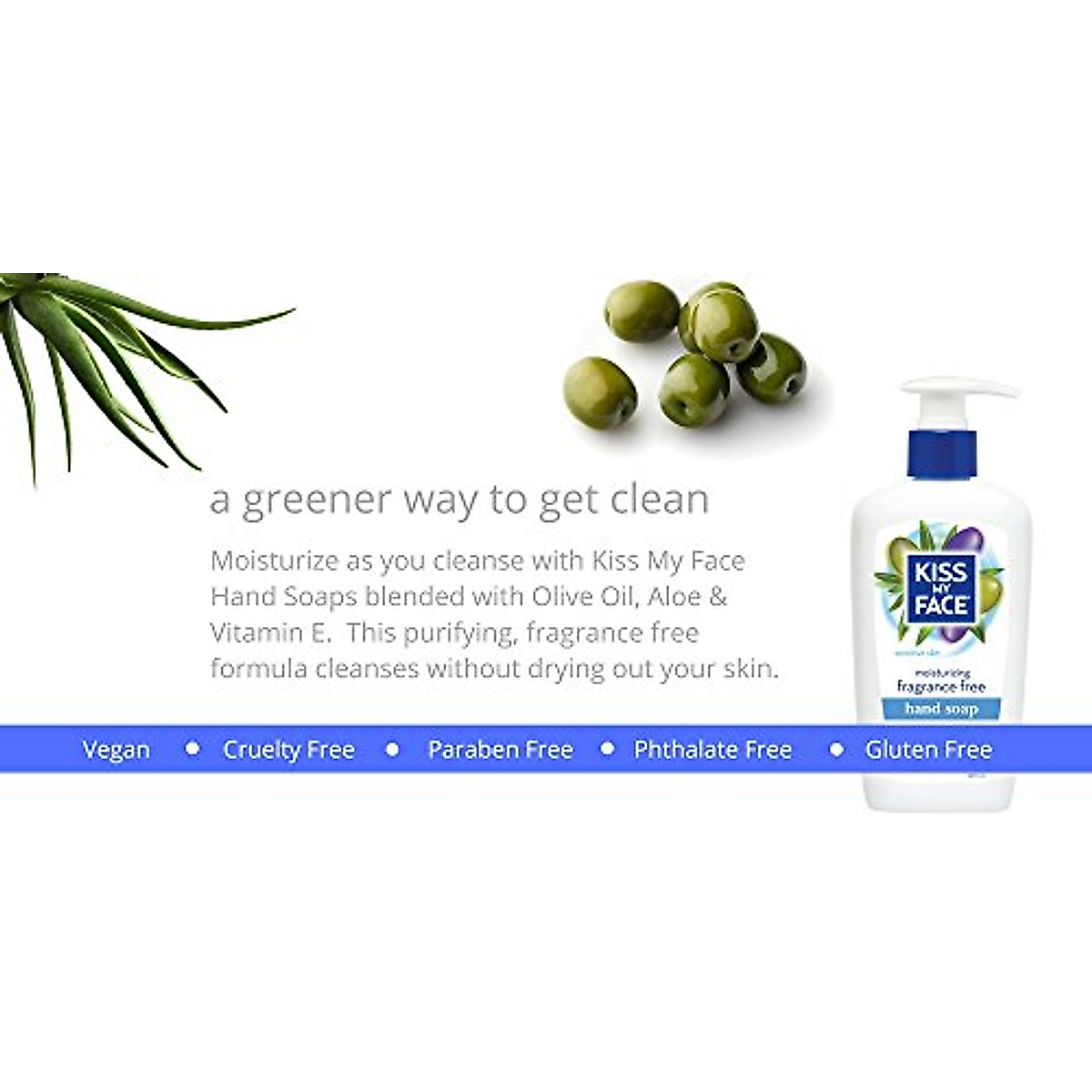 Kiss My Face Fragrance Free Liquid Hand Soap, Vegan and Cruelty Free Hand Wash Soap, 9 Fl Oz Bottle with Pump Dispenser, Fragrance Free, 6 Pack