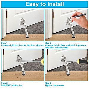6 Pack Kickdown Door Stop, Commercial Heavy Duty Door Stop, Door Stoppers for Bottom of Door, Kickstand Door Stopper with Rubber Tip and Spring Lever, Easy to Kick Down Door Stop Stopper and Release