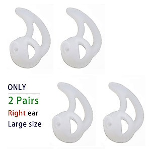 Silicone Fin Ear Mold for Two Way Radio Earpiece Replacement Earmold Earbud Tips for Surveillance Police Earpiece Coil Tube Headset (2 Pair Fin Large Right Ear)