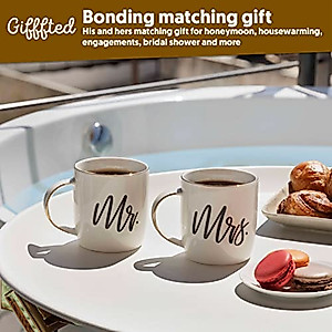 Triple Gifffted Couples Gifts for Christmas, Wedding Anniversary, Engagement - Valentines Day Mr and Mrs Mugs Couple Gift for Husband and Wife, His/Hers, Men/Women, Him/Her, Bride & Groom, Newlywed
