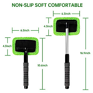 X XINDELL Windshield Glass Cleaning Tools, Microfiber Cloth Car Cleaning Tool with Extendable Handle and Reusable Cloth Auto Interior Accessories Glass Cleaner (Extendable)
