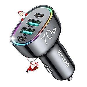 70W 4 Port Super Fast USB C Car Charger Adapter - A Must for Family Travel