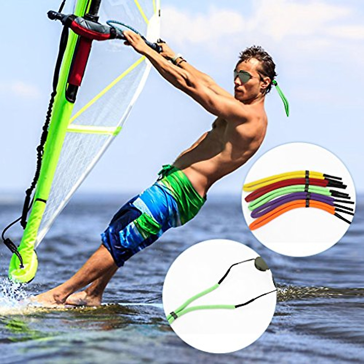 FASOTY 5 Pcs Floating Sunglass Strap Adjustable Floating Foam Glasses Strap Eyewear Retainer Safety Sport Sunglasses Strap