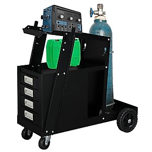 SSLine Rolling Welder Cart Plasma Cutter MIG TIG ARC Welding Cart with 4 Drawers and Wheels Heavy Duty Steel Welding Trolley Universal Storage -100lbs Weight Capacity