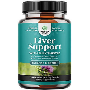 Liver Cleanse Detox & Repair Formula - Herbal Liver Support Supplement with Milk Thistle Turmeric Dandelion Root & Artichoke Extract for Liver Health - Silymarin Milk Thistle Liver Detox Capsules 90ct