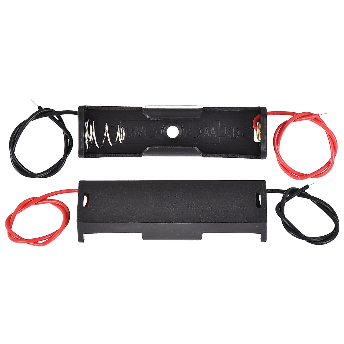 uxcell Battery Case Storage Box 1 Slot x 1.5V 2-Wire Lead for 1 x AA Battery 10 Pcs