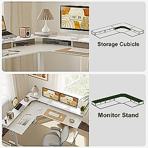 BANTI Triple Motor 75" L-Shape Standing Desk with 5 Drawers, Sit Stand Home Office Desk, Computer Workstation Corner Standing Desk with Spliced Panels, White Top