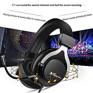 Xbox One Headset with Mic LED Light On Ear Gaming Headphone PS4,3.5mm Wired Gaming Headset for PC Mac Laptop Nintendo Switch Gamer Headphone (Black)